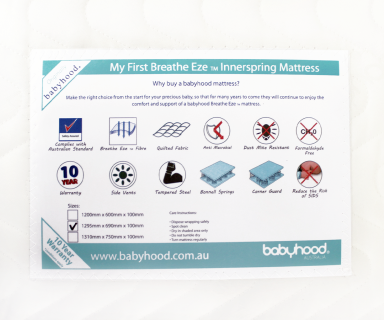 My First Breathe Eze Innerspring Mattress - babyhood