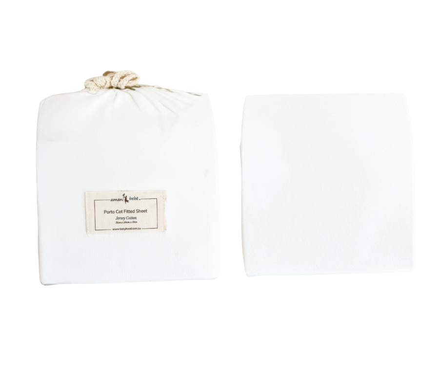 Amani Bebe Jersey Cotton Porta Cot Fitted Sheet - White - babyhood