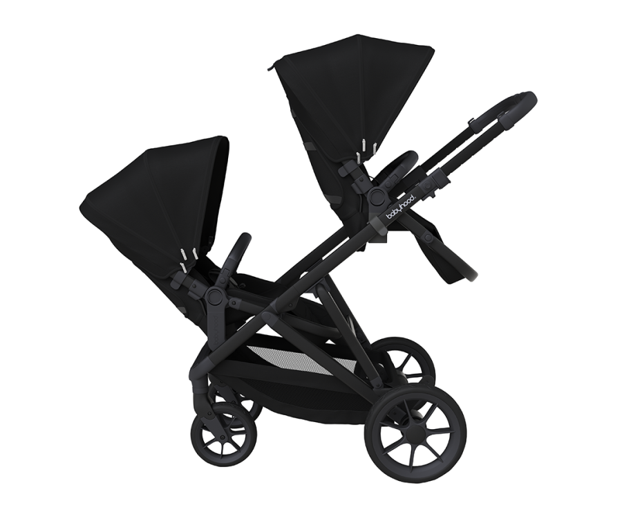 Doppio Plus Stroller Double 2 x Seats - Black - babyhood